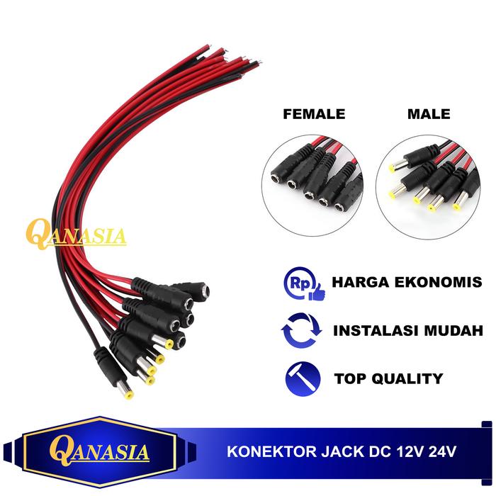 Jual Kabel Sambungan Konektor Jack Soket Socket DC 12V 24V 12 Volt 24 ...
