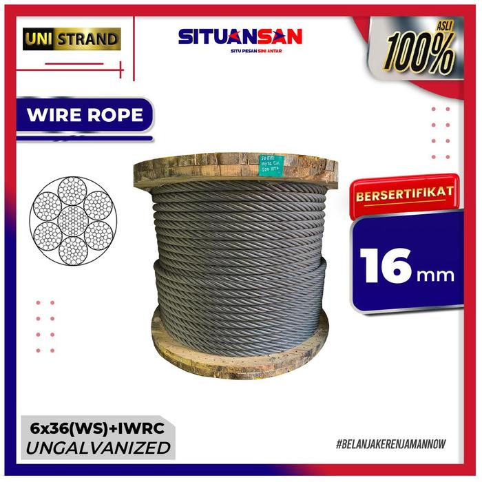 Promo Wire Rope Kawat Seling dia.16 mm 6x36 IWRC Full Baja sertifikat - Kota Surabaya ...