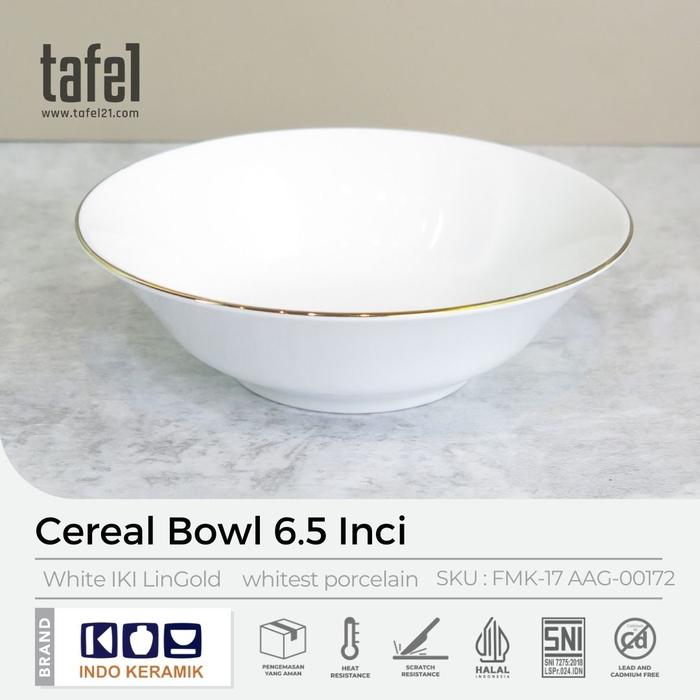 Jual INDO KERAMIK Mangkok Cereal Bowl Lis Emas HORECA 17 cm - Jakarta ...
