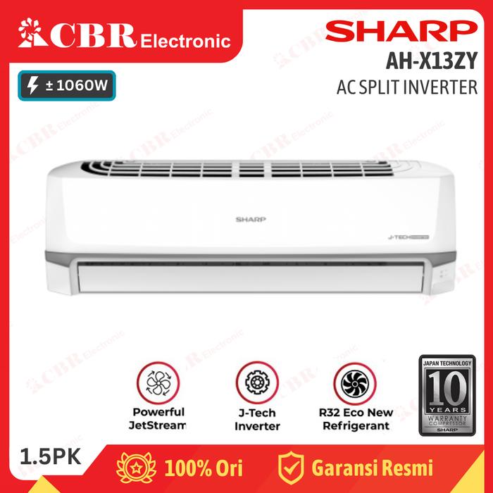 Jual AC Split SHARP J-tech Inverter Powerful Jet 1.5PK AH-X13ZY (R-32) - Kota Batam - CBR ...