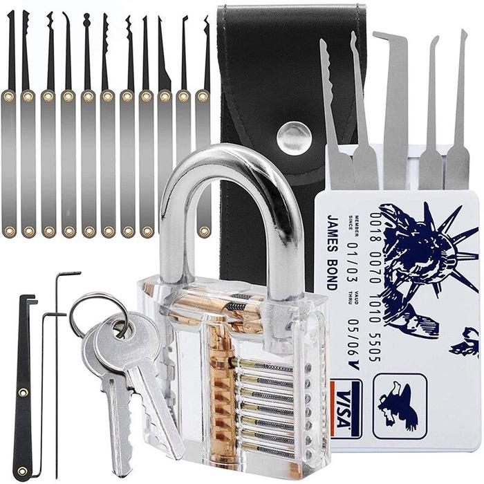 Jual TERMURAH 21 in 1 Portable Lock Pick Practice Tool Kit padlock set ...