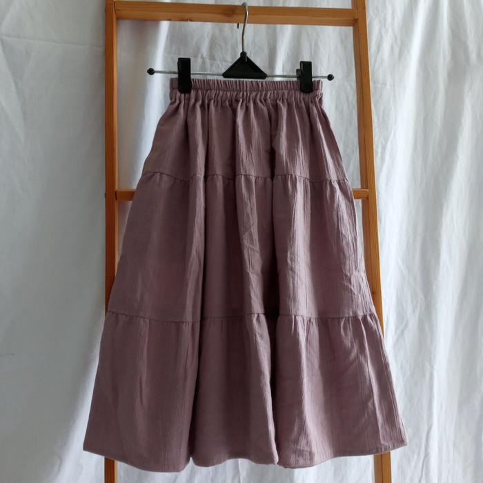 Jual Rok Anak Polos Panjang Perempuan usia 6-12 tahun Rok Anak Linen ...