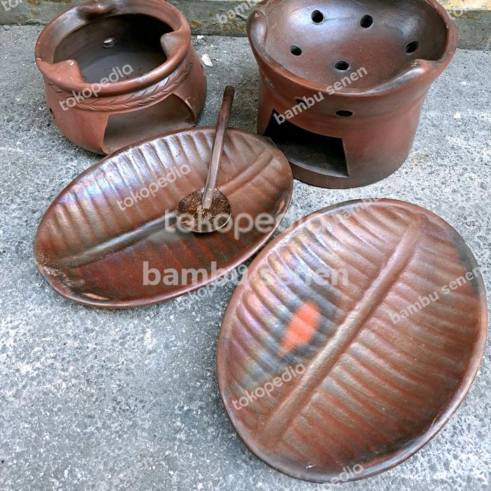 Jual piring gerabah tanah liat daun - set keren - Jakarta Pusat - bambu ...