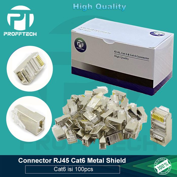 Jual Connector RJ45 Cat6 Metal shield - Konektor RJ45 Cat6 Besi isi ...