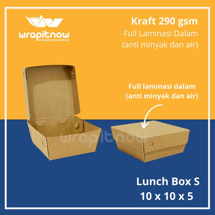 Jual Lunch Box Kraft S 10x10x5 / Dus makanan nasi dimsum siomay bento ...
