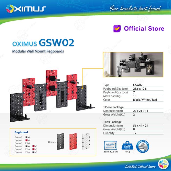 Jual Rak Papan Dinding Gantung Modular Pegboard Wallmount DIY OXIMUS ...
