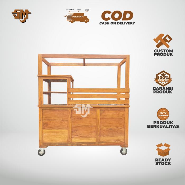 Jual Stand Booth Minuman Kekinian/Grobak Makanan Minuman/Stand Kayu ...