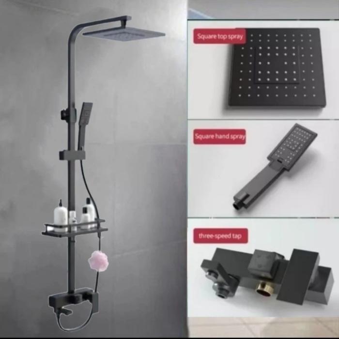 Jual Shower tiang panas dingin komplit set tempat sabun shower tiang ...