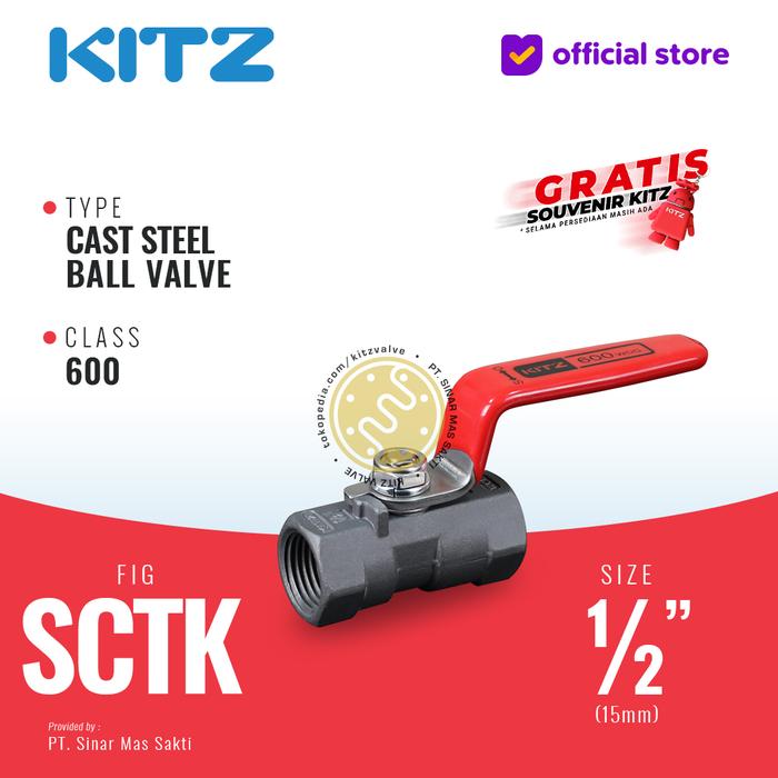 Jual Ball Valve Carbon Steel KITZ Fig. 600 SCTK , 1/2" - 15A - 15mm , Drat - Jakarta Pusat ...