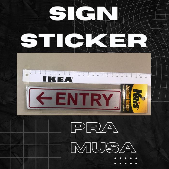 Jual Penanda sign akrilic ENTRY Panah kiri sticker label kaca ace ...