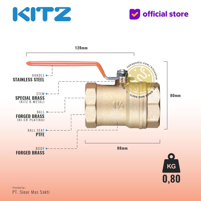 Promo Ball Valve Standard Industri KITZ Fig. 400 T , Drat / Screw - 11/4" - 32mm Cicil 0% 3x ...