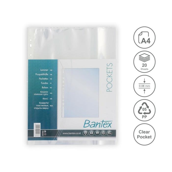 Jual Bantex 2042 08 A4 Pocket Clear Holder - Plastik Sheet Protector 20 ...