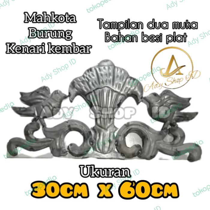 Jual mahkota burung kenari kembar dua muka ukuran 30x60cm bahan besi ...