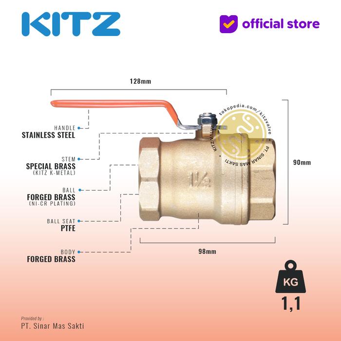 Promo Ball Valve Standard Industri KITZ Fig. 400 T , Drat / Screw - 11/ ...