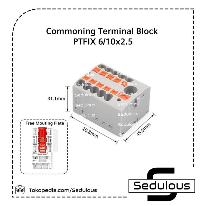 Jual PTFIX Commoning Terminal Block 6/10X2.5 Spring Terminal - Kab ...