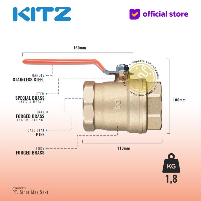 Promo Ball Valve Standard Industri KITZ Fig. 400 T , Drat / Screw - 2 ...