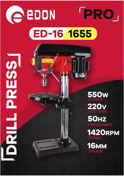 Jual Mesin Bor Duduk 16mm EDON ED16-1655 Bench Drill 16 mm Drilling ...