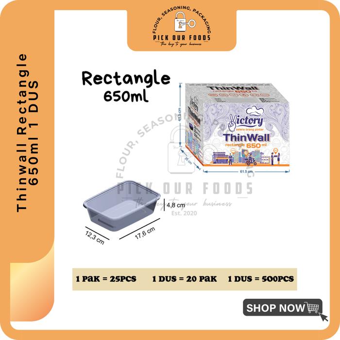 Promo Thinwall Rectangle 650ml 1 DUS / FOOD CONTAINER 650ml - Kota ...