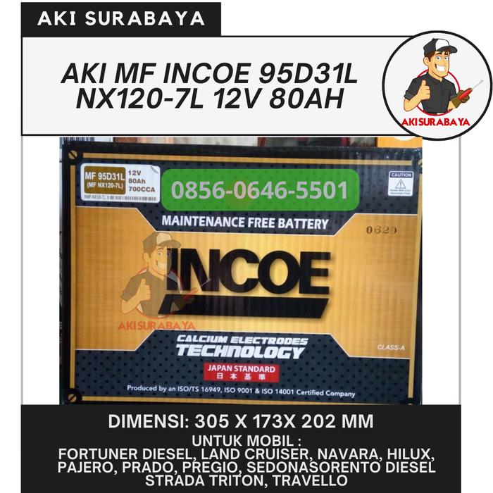 Jual Accu Incoe MF NX120-7L 95D31L Mobil Fortuner Diesel Pajero - Kota ...