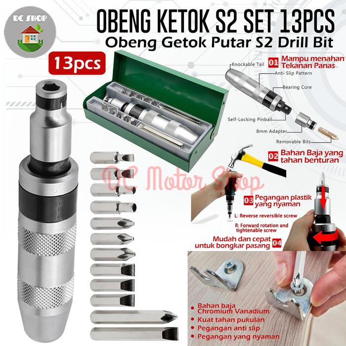 Jual Obeng Ketok Set 13pcs Obeng Getok Putar Set Impact Driver S2 Drill ...