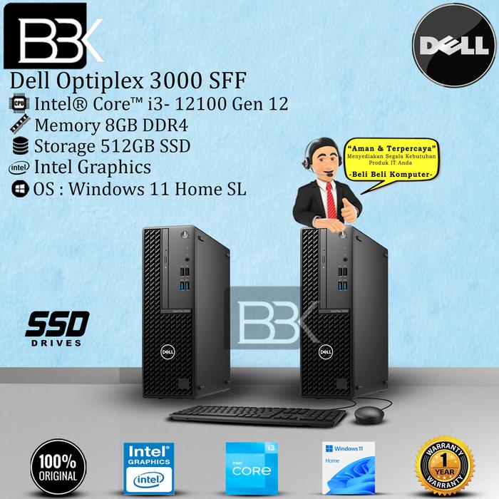 Jual CPU DELL OPTIPLEX 3000 SFF I3-12100 8GB 512GB SSD W11HSL 1YR ...