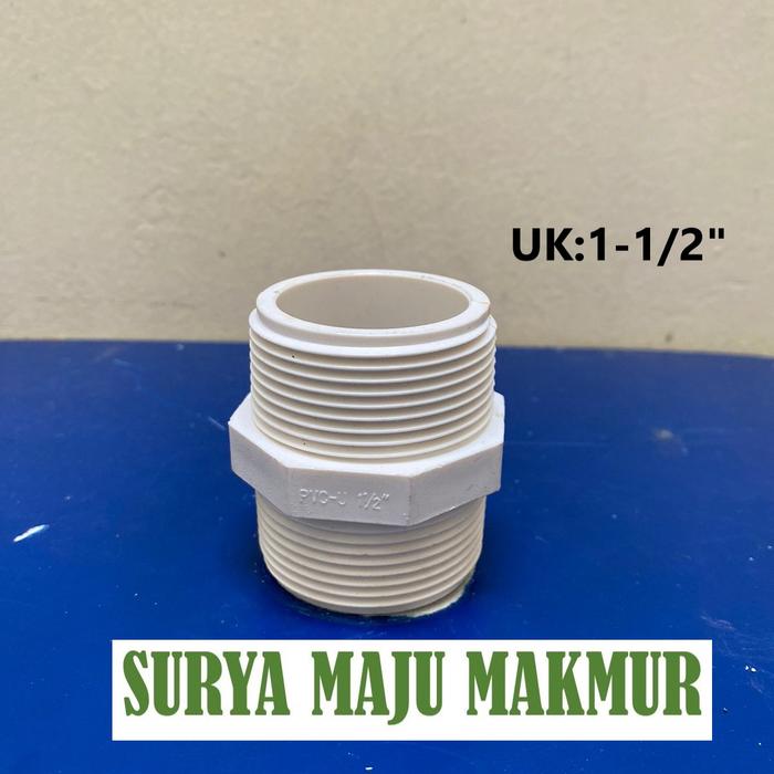 Jual DOUBLE NEPEL PVC 1-1/4" 1-1/2" 2" inch PVC nipple drat luar dim ...