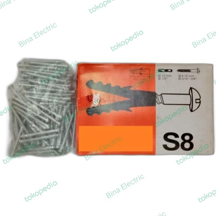 Jual Fisher S8 + Skrup isi 100pcs / Fiser S 8 s8 + Skrup - Jakarta Pusat - Bina Electric | Tokopedia