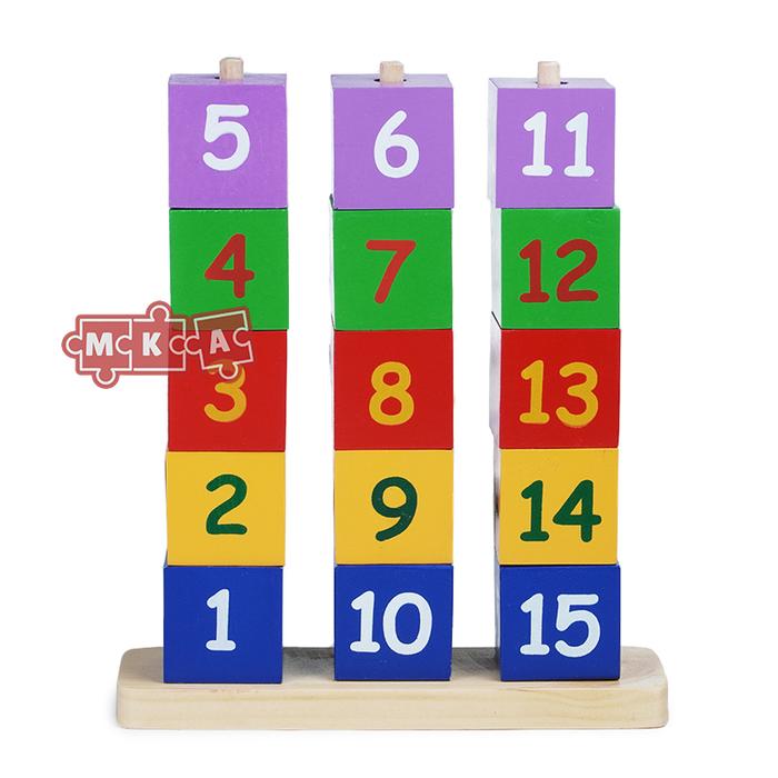 Jual Mainan Edukasi Kayu Anak Menara Balok Angka Susun Kubus Stacking ...