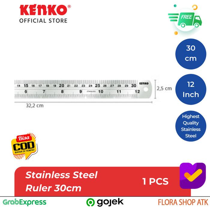 Jual Penggaris Kenko Besi 30 cm Garisan Besi 30 cm Ruler Stainless ...