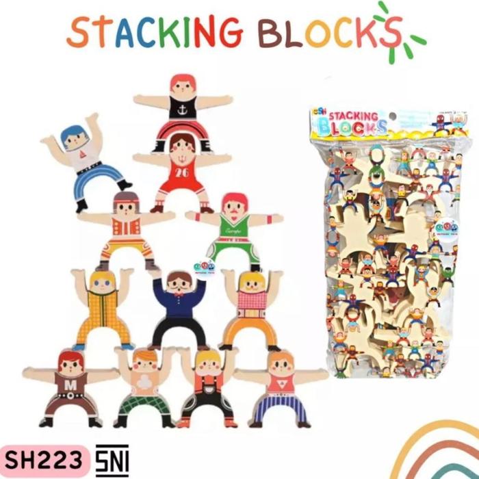 Jual Mainan sensorik anak edukasi stacking blocks orang / balancing ...