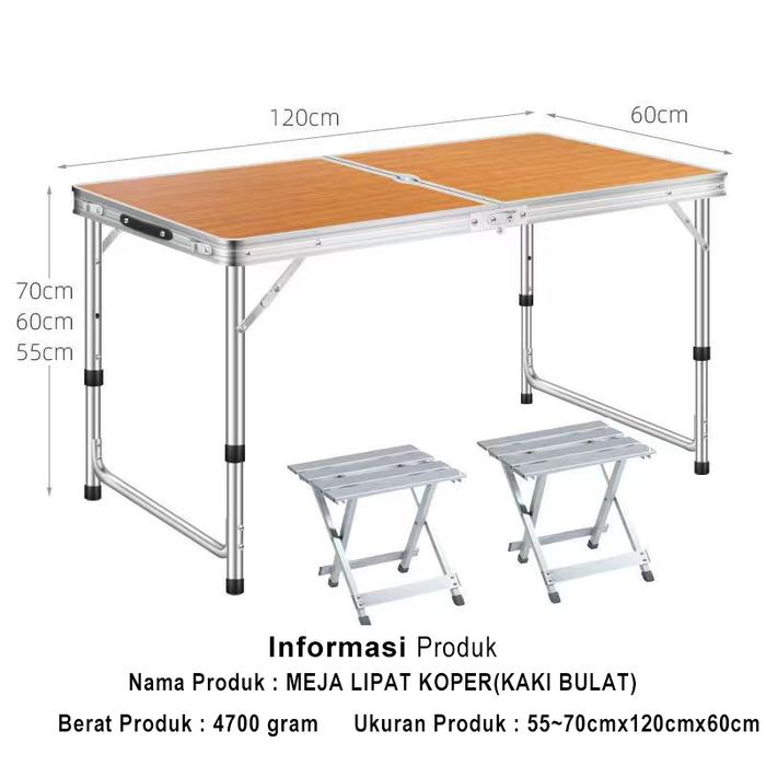 Jual Meja Lipat Koper Kaki Bulat 3 Tingkat Ketinggian Fleksible - Z1a1 - Random Di Seller Up ...