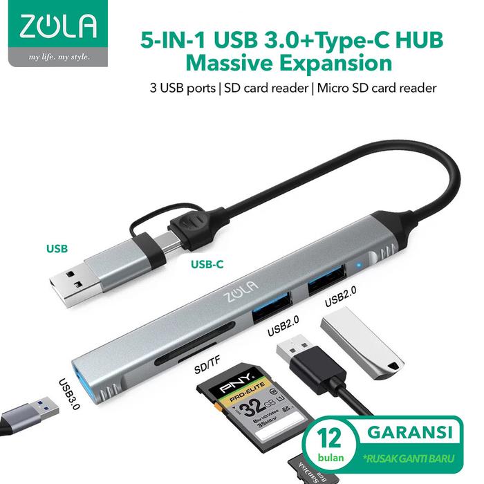 Promo Zola 5 IN 1 USB 3.0-TYPE-C USB HUB Speed Card Reader Micro SD/SD Card - Jakarta Barat ...
