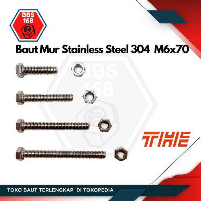 Jual Baut Mur Hex Stainless Steel 304 M6 x 70 - Jakarta Utara - Baut Berkat Sejahtera 168 ...