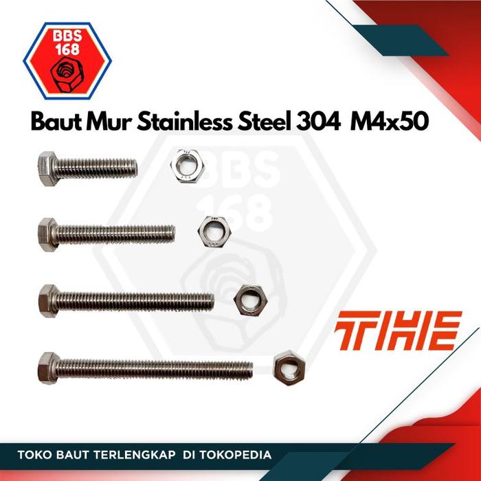 Jual Baut Mur Hex Stainless Steel 304 M4 x 50 - Jakarta Utara - Baut Berkat Sejahtera 168 ...