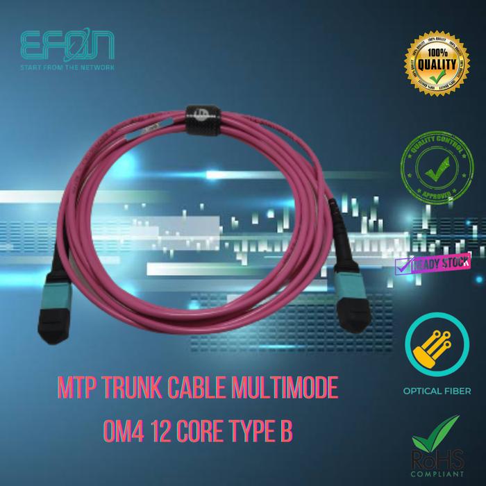 Jual MTP Female to MTP Female 12 Core OM4 50/125Um Multimode Type B SR4 ...