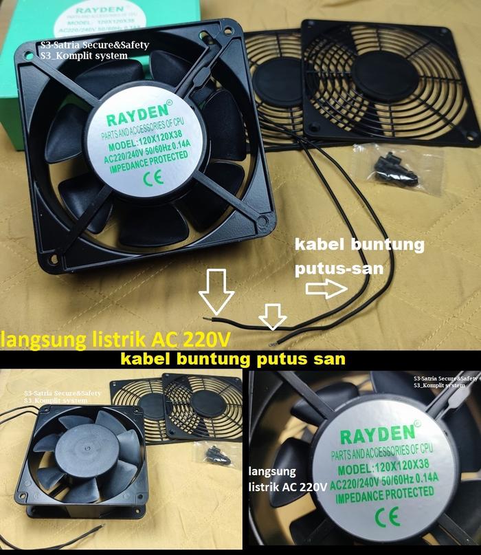Jual Kabel buntung fan AC 220v cooling kipas 12cm rayden 12 cm ...