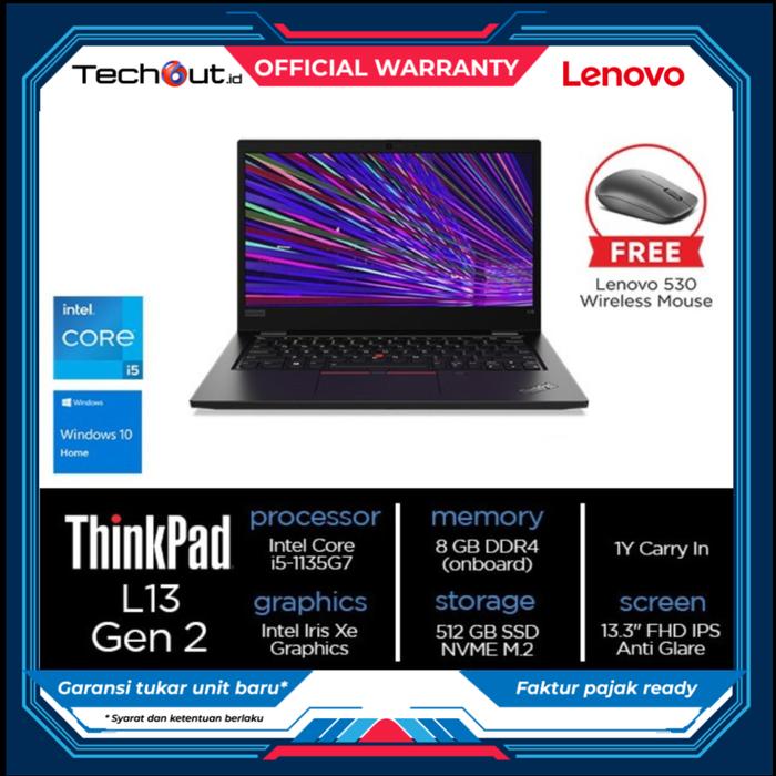 Jual Lenovo ThinkPad L13 Gen 2 (Intel) Core i5-1135G7 8GB 512SSD Win10 ...