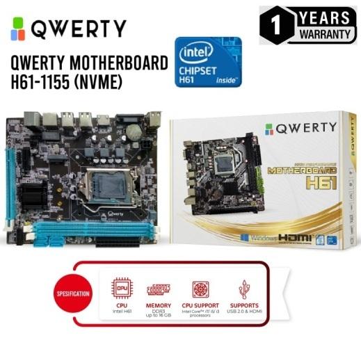 Jual Motherboard Intel H61 Qwerty LGA 1155 Ready NVMe - Kota Malang ...