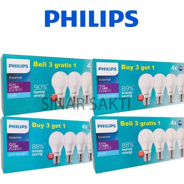 Jual Philips Paket Lampu LED Essential 5W 7W 9W 11W Putih Multipack - 5w - Jakarta Utara - Sinar ...