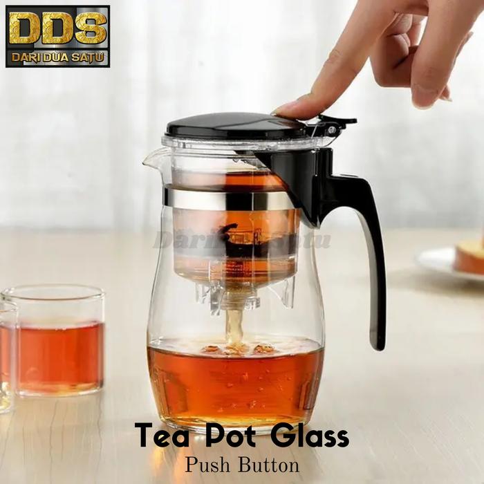 Jual Teko Teh Kaca Saringan Infuser Tea pot Push Button 500 ml - 900 ml - 700 ml - Jakarta Barat ...