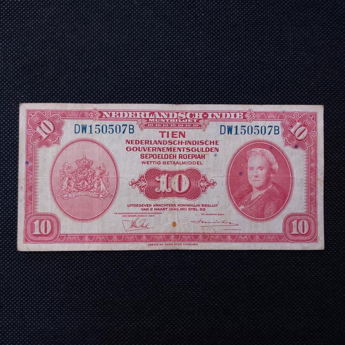 Jual Uang Kuno 10 Gulden/Roepiah NICA Wilhelmina Hindia Belanda Tahun ...