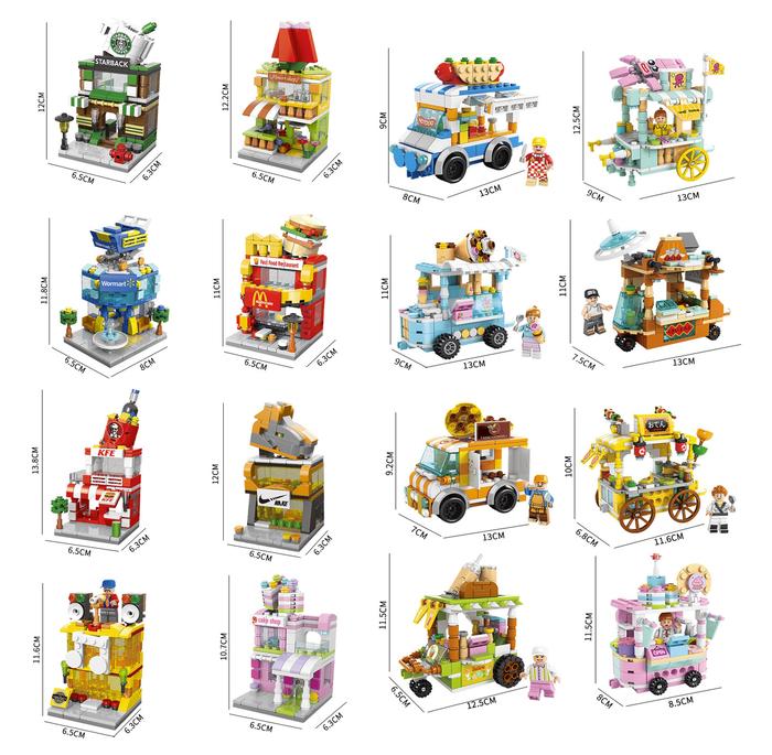 Jual Mainan Lego Block Stand Makanan, Mini Food Stand And Shop Cart ...