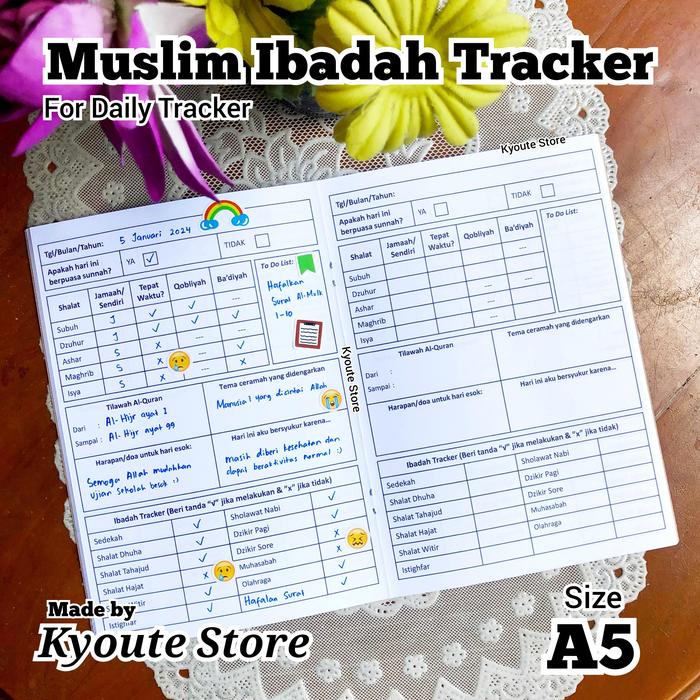 Jual Buku Daily Muslim Ibadah Tracker Planner A5 Kyoute Catatan ...