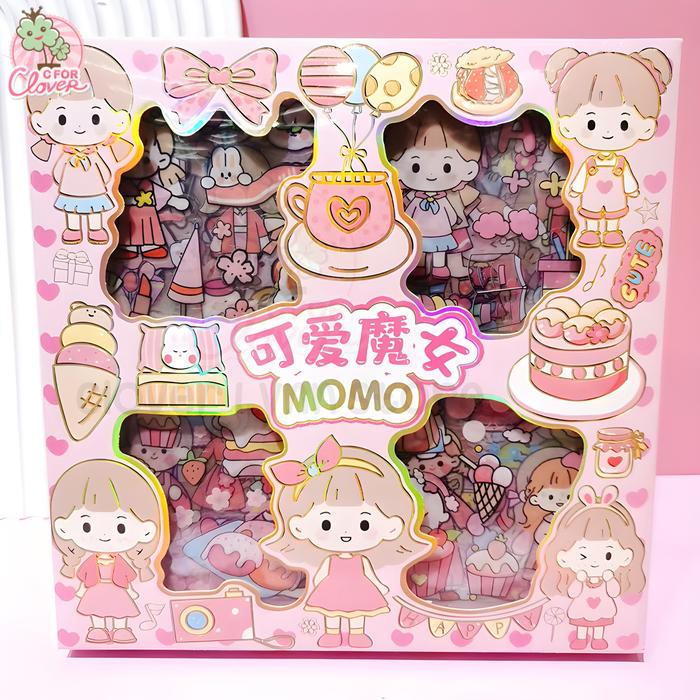 Jual KAWAII MOMO STICKER SET ISI 100 viral botol stiker plastik anti ...