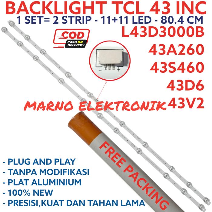 Jual BACKLIGHT TCL 43 INC 43D 43A 43S L 43D3000B 43A260 43S460 43D6 ...