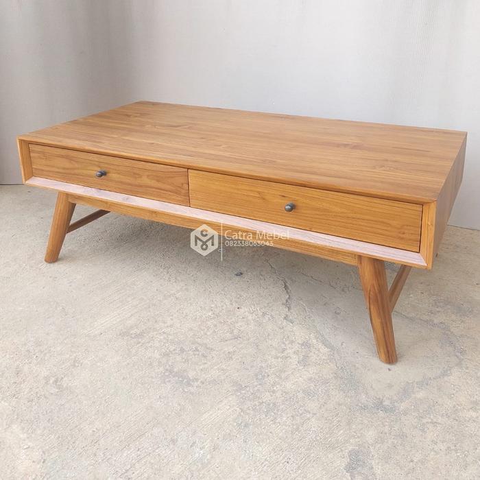 Jual Meja Kopi Minimalis Jati 2 Laci Model Retro Mid Century - Kab ...