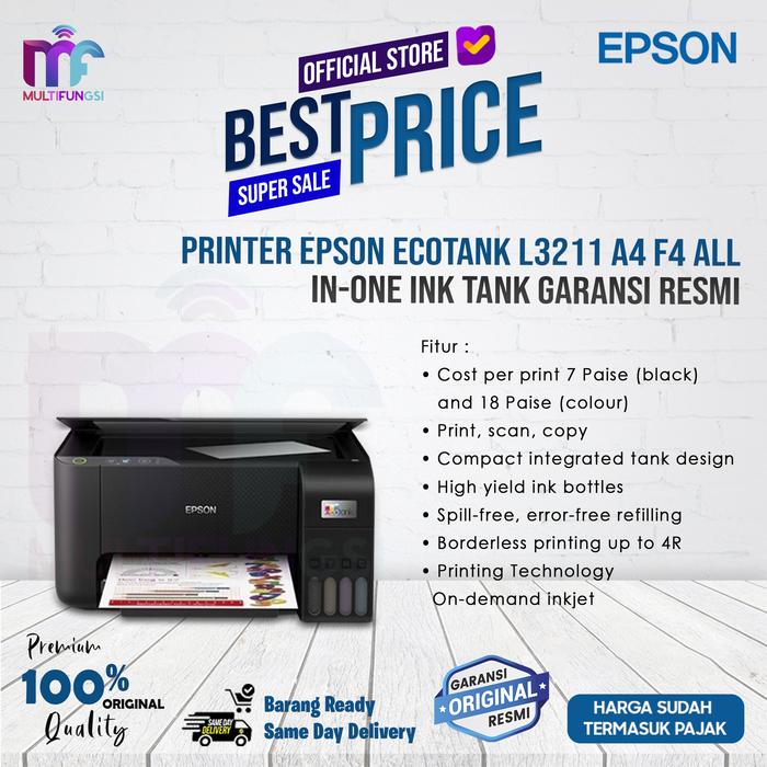 Promo Printer Epson EcoTank L3211 A4 F4 All-in-One Ink Tank Garansi ...