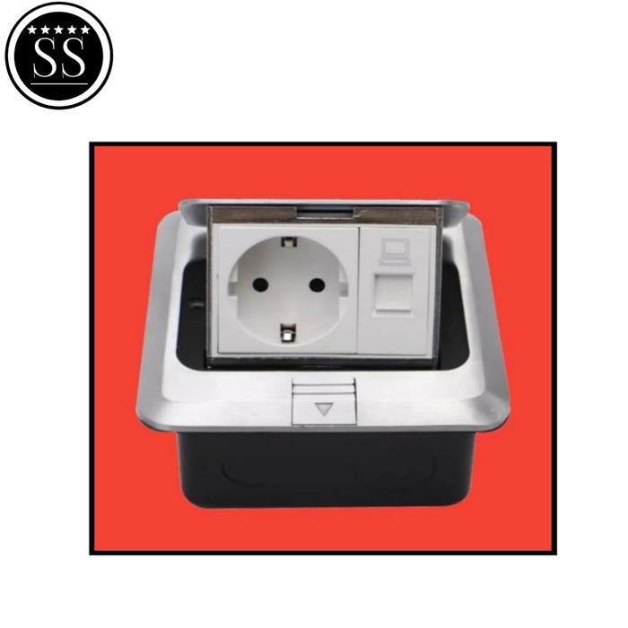 Jual Floor socket panel stop kontak lantai meja listrik+rj45 Lan ...