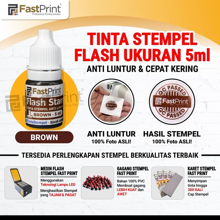 Jual Fast Print Tinta Stempel Flash Stamp Ink Anti Luntur 5ML - Cokelat ...