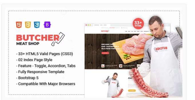 Jual Butcher Meat Shop eCommerce Bootstrap 5 HTML Template - Jakarta Selatan - prime course ...